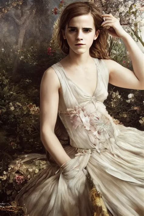 Emma Watson As A Nymph Full Body Oil On Canvas Stable Diffusion