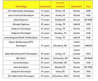 Sailpoint Developer ETL Informatica Developer QA Tester Java