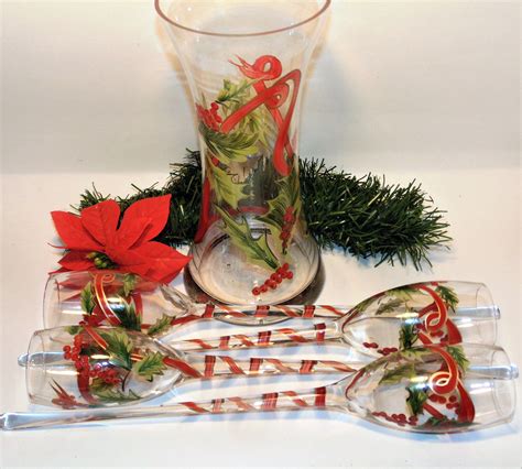 Holiday Wine Set Carafe With 4 Long Stemmed Goblets Christmas Etsy