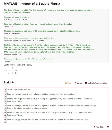Solved Matlab Inverse Of A Square Matrix In This Activity You Will