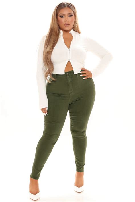 Classic High Waist Skinny Jeans Olive Fashion Nova
