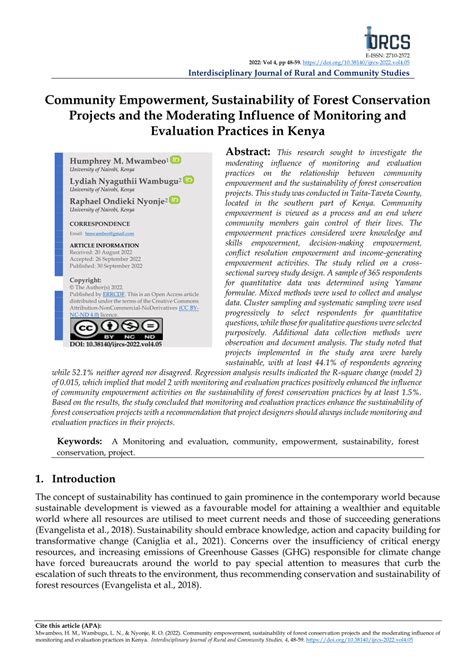 Pdf Community Empowerment Sustainability Of Forest Conservation