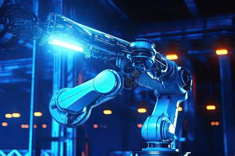 Futuristic Machines In Factory Industrial Robotic Arm Stock Illustration Illustration Of Work