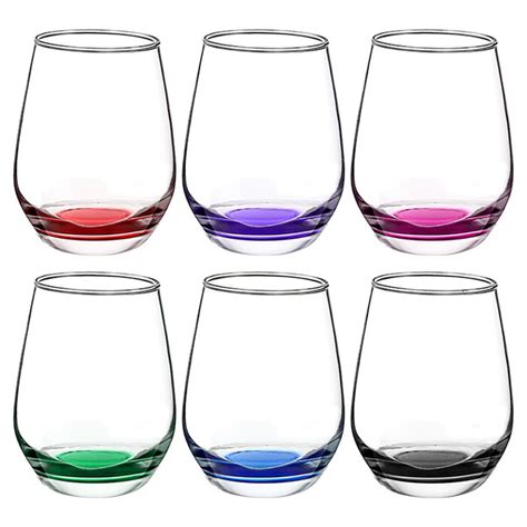 12 Oz Colored Mediterranean Stemless Wine Glass Engraved Totally