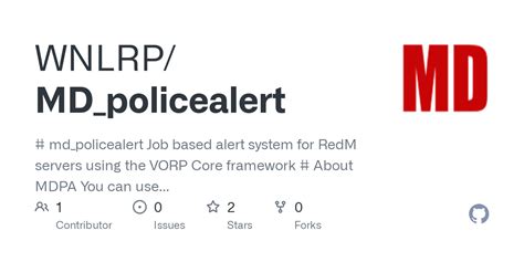 Github Wnlrpmdpolicealert Mdpolicealert Job Based Alert System For Redm Servers Using