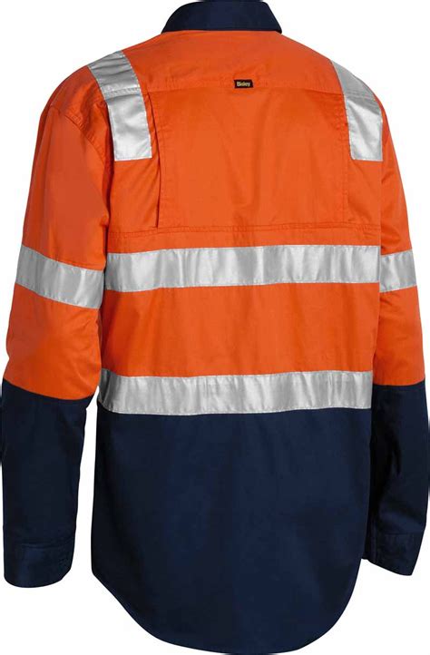 Bisley Mens Taped Hi Vis Cool Lightweight Shirt With Shoulder Tape Lon