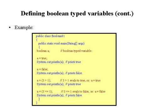 The Boolean Logical Data Type Boolean Logical Data
