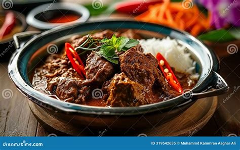 Beef Rendang Indonesian Food Stock Illustration Illustration Of Beef