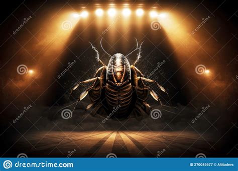 Portrait Of Hissing Cockroach Like A Dancer On Stage Under The