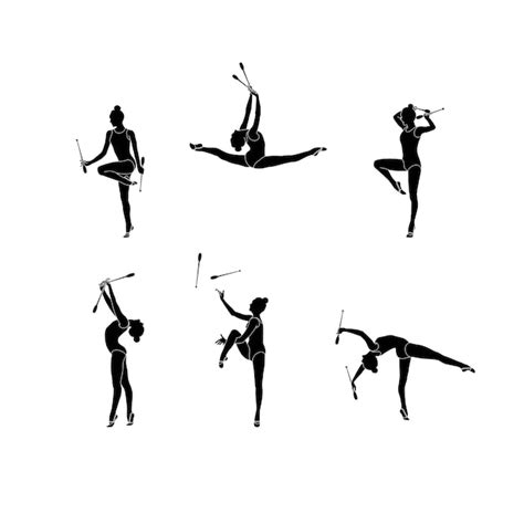 Les Clubs De Gymnastique Rythmique Définissent Le Vecteur De Sihouette