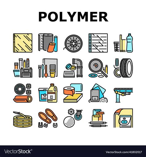 Polymer Material Industry Goods Icons Set Vector Image
