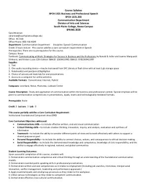 Fillable Online Course Syllabus SPCH 1321 Business And Professional
