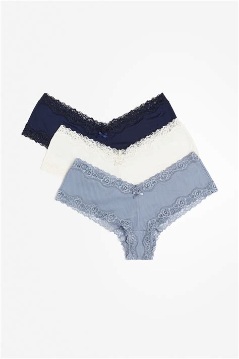 3 Pack Hipster Briefs Dark Bluewhiteblue Ladies Handm Gb