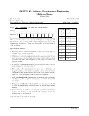 MidtermExam Solutions Pdf SYSC Software Requirements Engineering Midterm Exam Winter