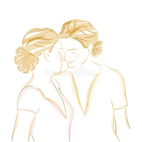 Sketch Of A Happy Lesbian Married Couple Vector Stock Vector