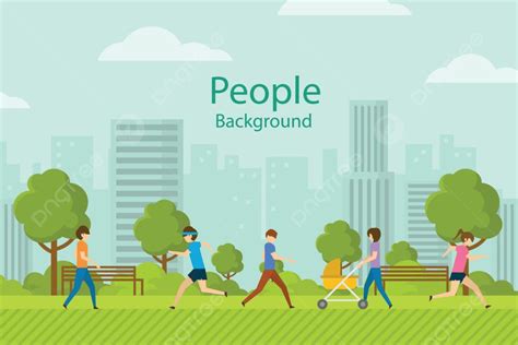 City Park With People Playing Template Download On Pngtree