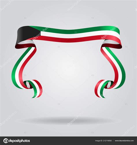 Kuwaiti Flag Wavy Ribon Background Vector Illustration Stock Vector