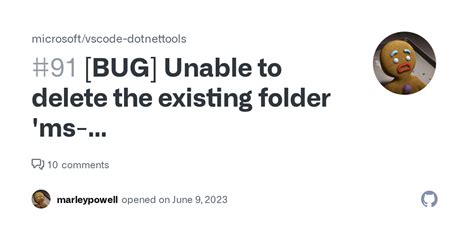 [bug] unable to delete the existing folder ms dotnettools csdevkit 0 1