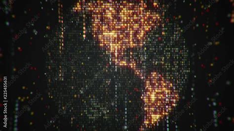 abstract background with animation flickering binary digits and earth