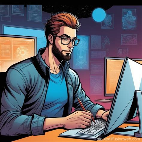 Software Engineer Coding Image Stable Diffusion Online