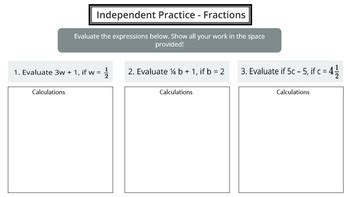 Evaluate Expressions With Fractions Decimals PowerPoint Lesson Printables