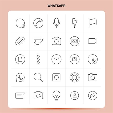 Outline 25 Whatsapp Icon Set Vector Line Style Design Black Icons Set Linear Pictogram Pack Web