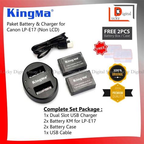 Promo Kingma Paket Baterai Charger Lp E17 For Canon M3 M6 750d 800d Rp