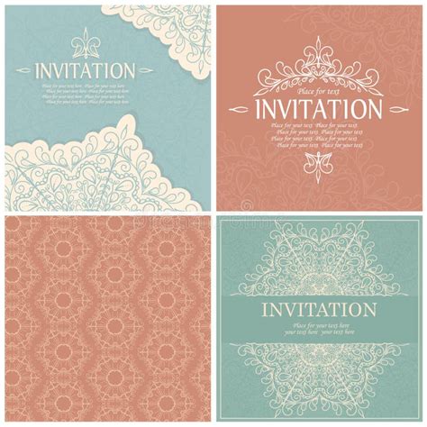 Vintage Invitation Card With Lace Ornament Stock Vector Illustration
