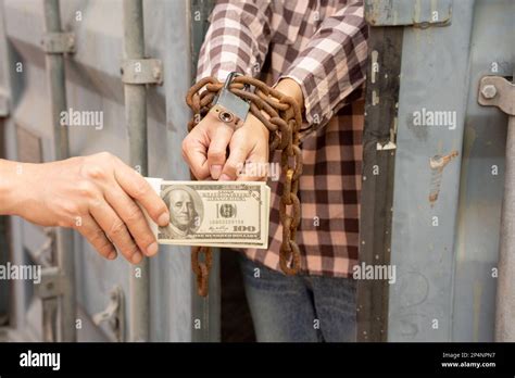 Woman Trapped In Cargo Container Wait For Human Trafficking Or Foreigh Workers Woman Holding