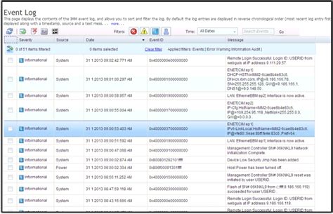 Integrated Management Module II Event Log