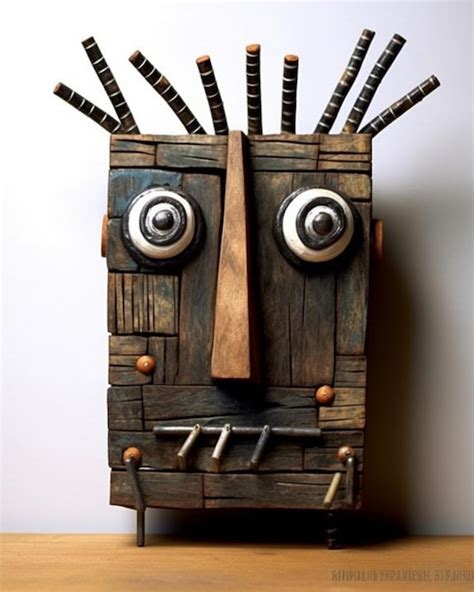 Premium Photo A Close Up Of A Wooden Sculpture Of A Face With Sticks