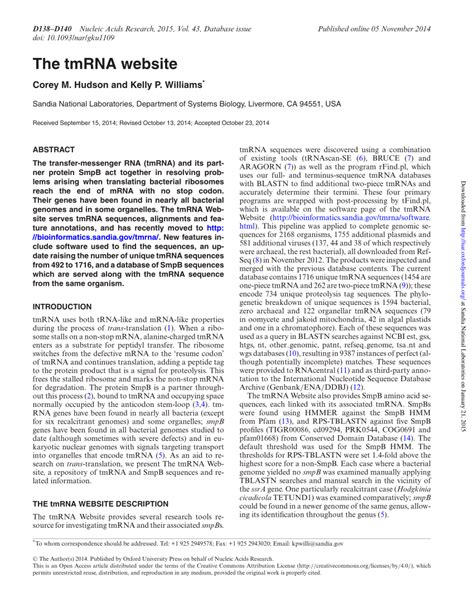 Pdf The Tmrna Website