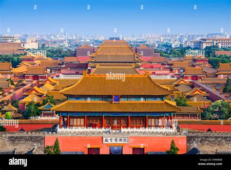 Beijing China City Skyline At The Forbidden City Stock Photo Alamy