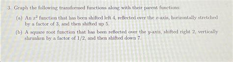 Solved Graph The Following Transformed Functions Along With