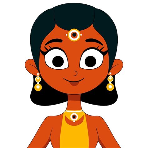 Menina Do Sul Da Índia Gayatri Tamil Hindu Desenhado à Mão Plano
