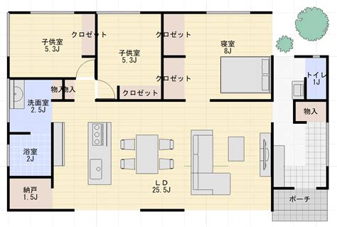 『25坪でも広々、平屋の間取り』