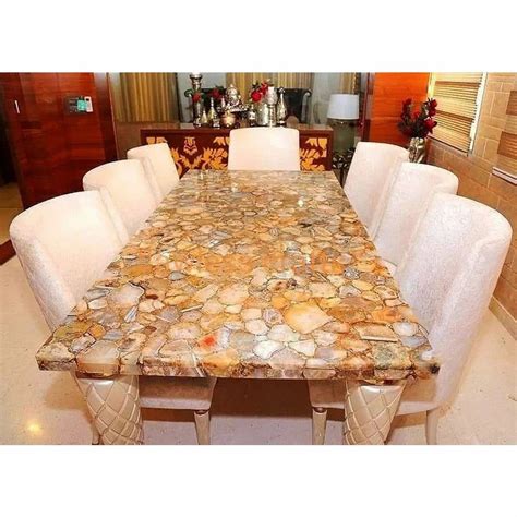 Rectangular Brown Agate Dining Table Set 8 Seater At ₹ 55500 Piece In Agra