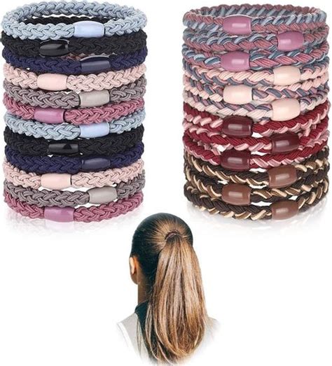 24 pièces Élastiques à Cheveux en Coton Bandeaux en Coton Tressé