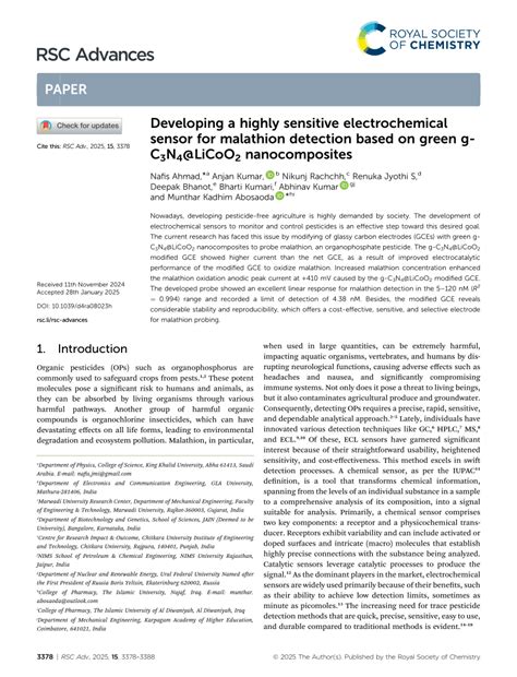 Pdf Developing A Highly Sensitive Electrochemical Sensor For