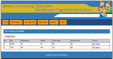Aplikasi Penerimaan Pegawai Berbasis Web Master Source Code Php