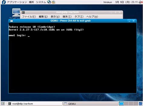 Fedora 10 KVM QEMU ゲストOSインストール Server World