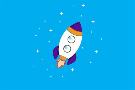 Cohete volando en la ilustración de icono de vector de dibujos animados