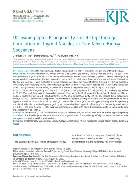 Pdf Ultrasonographic Echogenicity And Histopathologic Correlation Of