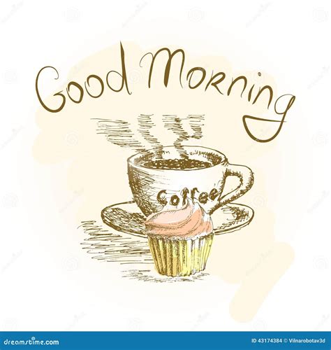 Tasse Kaffee Und Kuchen Vektor Abbildung Illustration Von Voll 43174384
