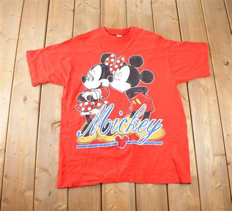 Vintage 1990s Disney Mickey And Minnie Mouse Graphic T Shirt Made In Usa