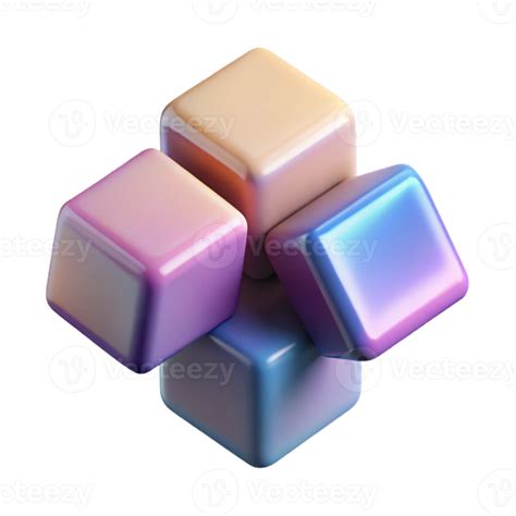 Magnificent Classic Floating Cubes Gradient Colors Isolated Detailed 58021792 Png