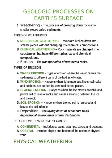 Geologic Processes On Earth Geologic Processes On Earths Surface 1 Weathering The Process