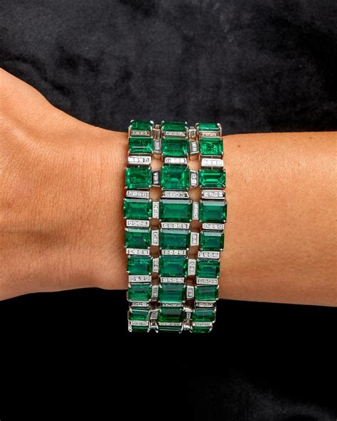 Bonhams An Emerald And Diamond Bracelet