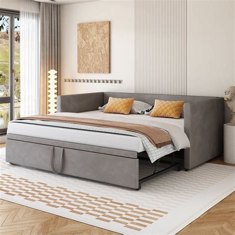Merax Daybett Ausziehbar Mit Lattenrost Funktionsbett Mit Samtbezug