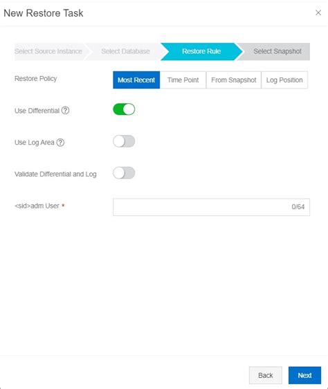Restore Databases To An Sap Hana Instance Cloud Backup Alibaba